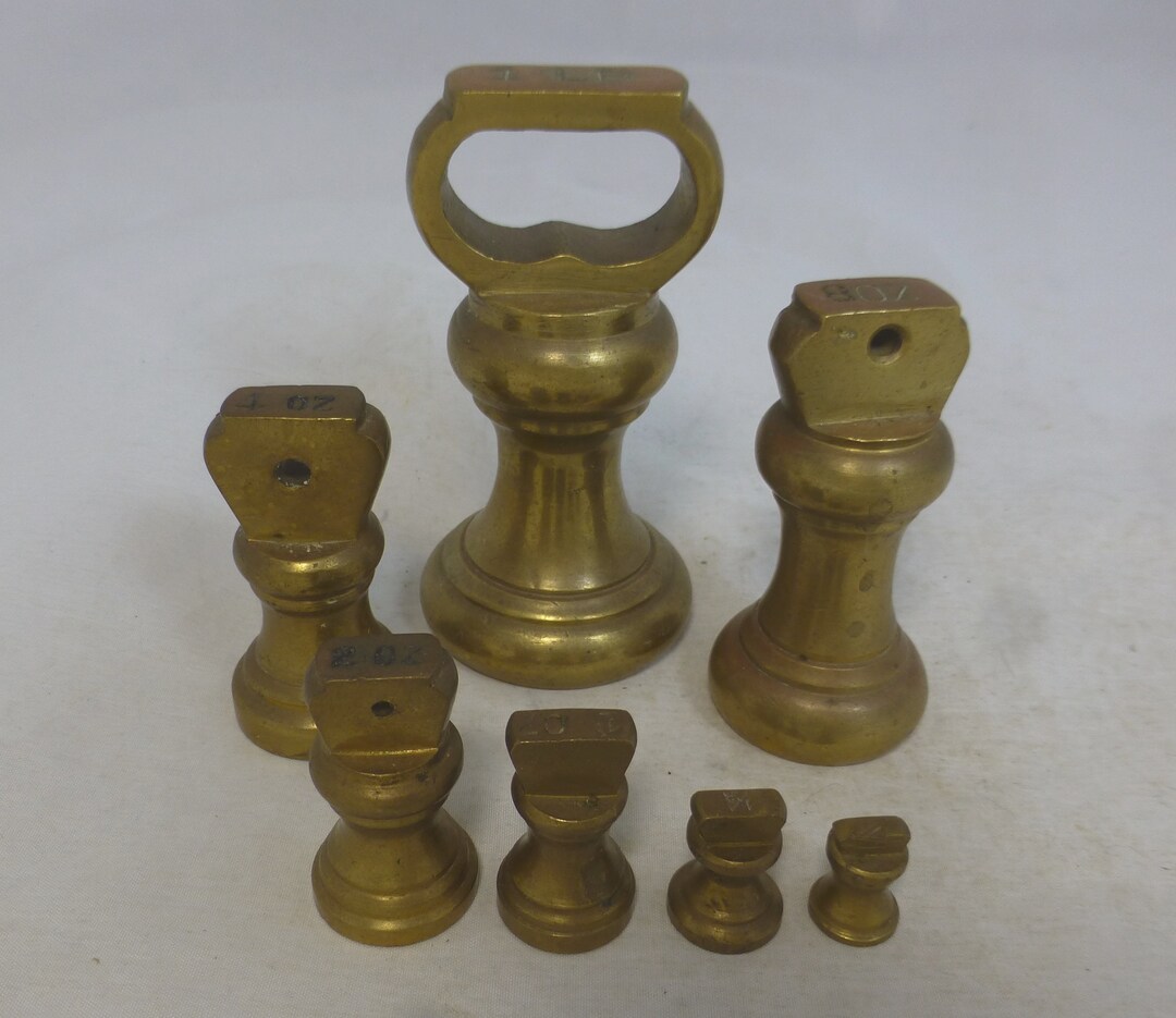Vintage Set of 7 Brass Imperial Bell Weights From 1 Lb to 0.25 Oz ...