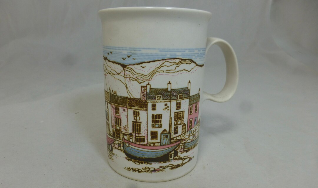 Vintage Dunoon Ceramics Harbour Scene White Stoneware Pottery Mug ...