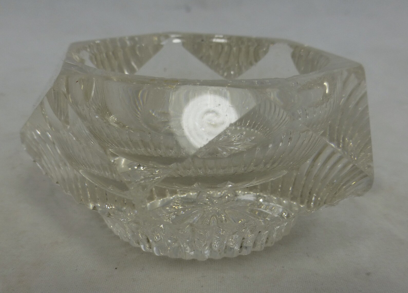 Antique Glass Round Open Salt Cellar / Salt Dip With Faceted - Etsy