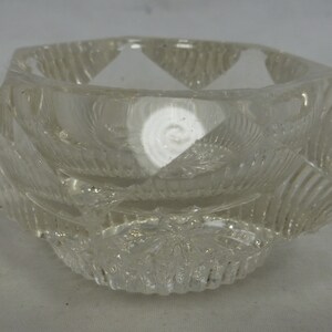 Antique Glass Round Open Salt Cellar / Salt Dip With Faceted and Ridged ...