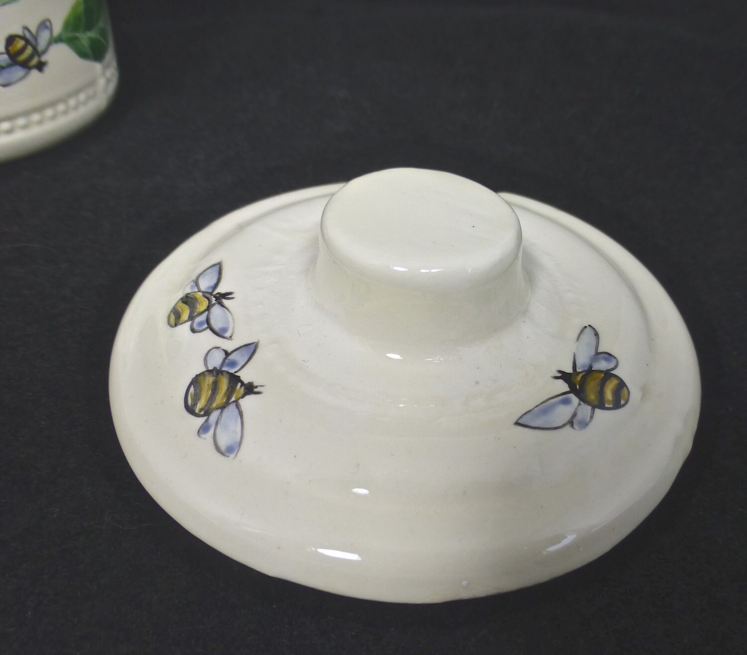 Hale Lady Studio Hand Painted Pottery Honey Pot With Lid - Green ...