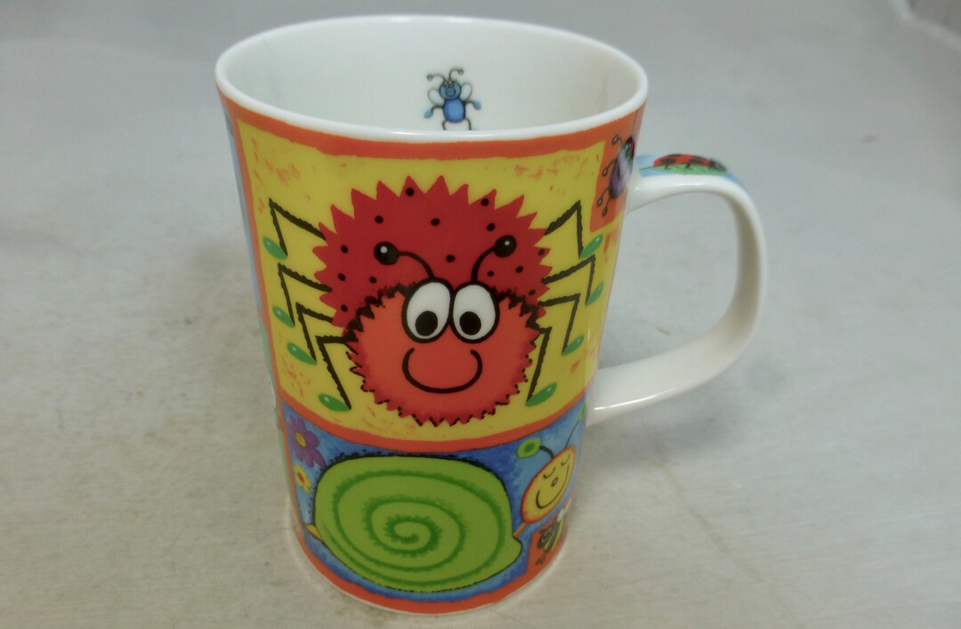 Dunoon Bug Mugs Bone China Beaker With Fun Colourful Design of Smiling ...
