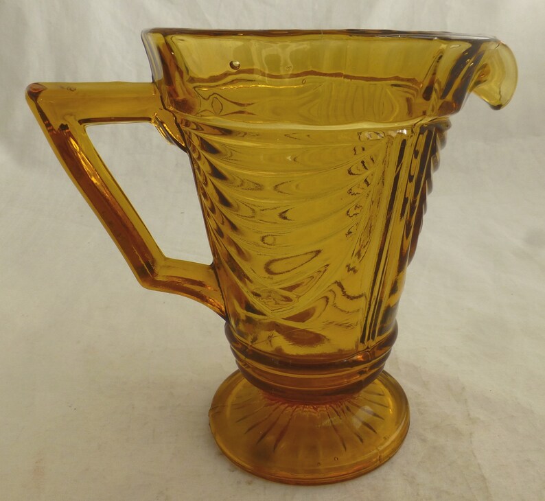 Sowerby Art Deco Amber Glass Large Water Jug Pitcher or Jug Vase 7 Inch ...
