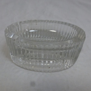 Antique Glass Oval Open Salt Cellar / Salt Dip - Vertical Ribs, Flat ...