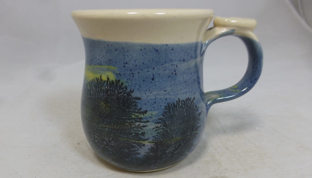Cornish Boscastle Studio Pottery Mocha Ware Mug - Tree Design by Roger ...