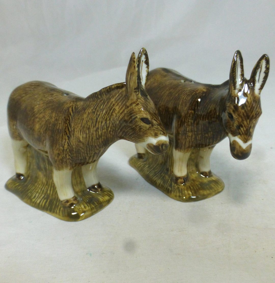 Adorable Donkey Salt and Pepper Hand Painted Porcelain Cruet Set by ...