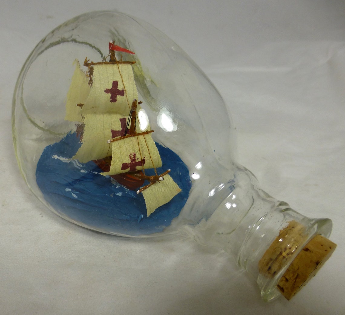 Vintage Sailing Ship in a Bottle / Boat in a Bottle Haig - Etsy UK