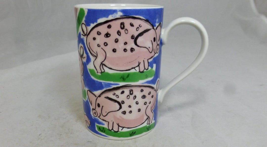Vintage Dunoon Animal Farm Pigs Blue Scottish Stoneware Mug - Hand ...