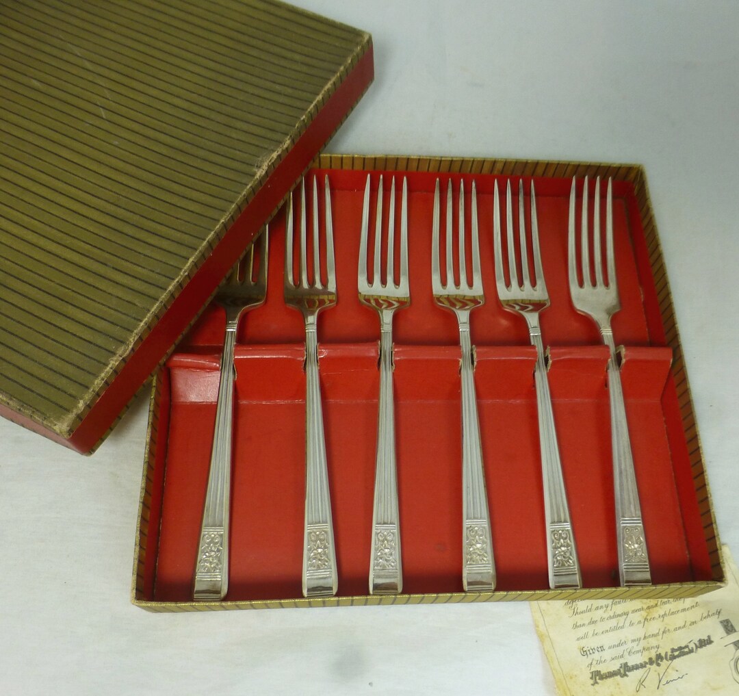 Vintage Boxed A1 Thomas Turner & Co Ltd Pedigree Silver Plate Set of 6 ...