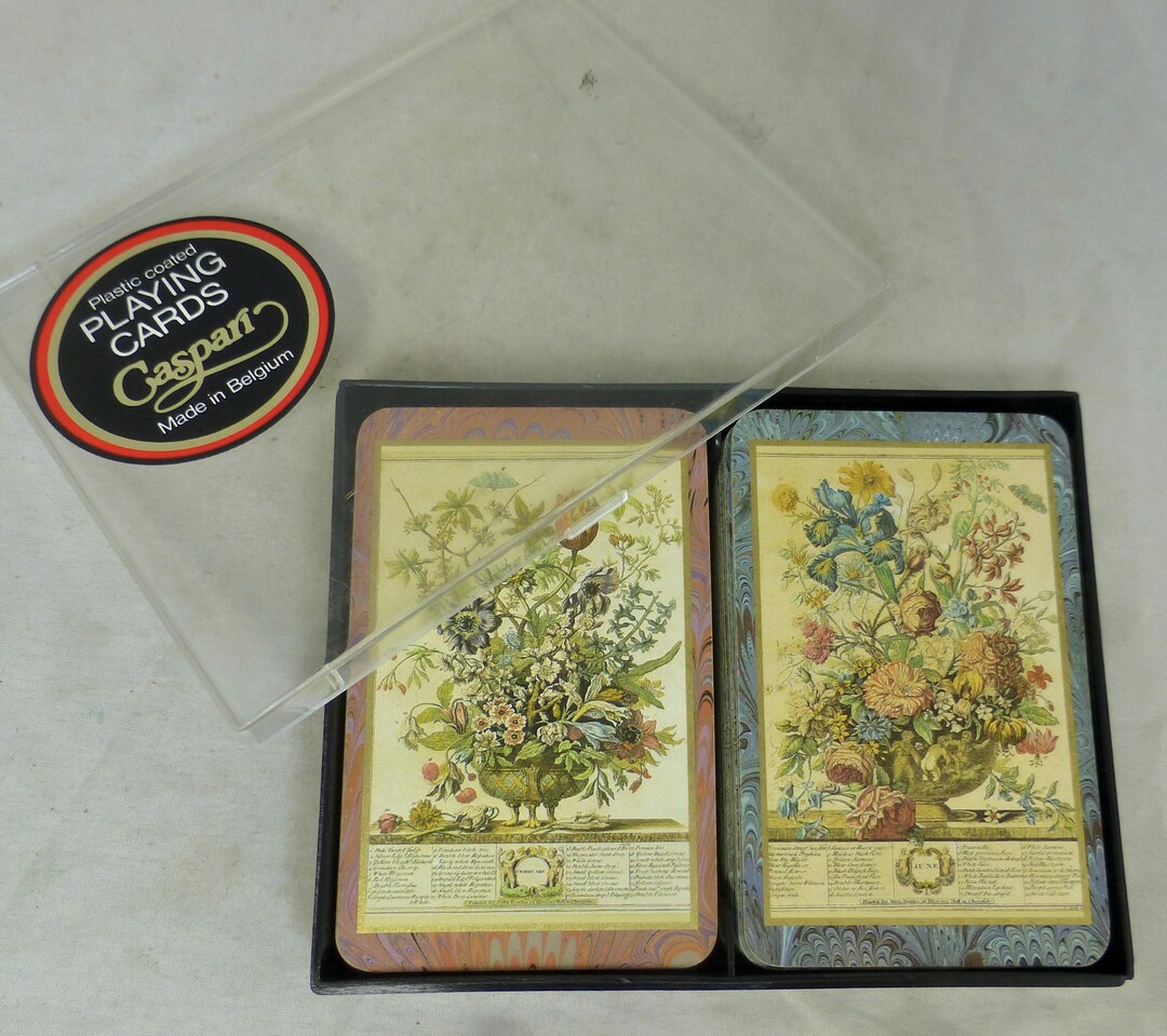 Caspari Belgian Vintage Boxed Double Twin Deck Playing Card Set in Hard ...