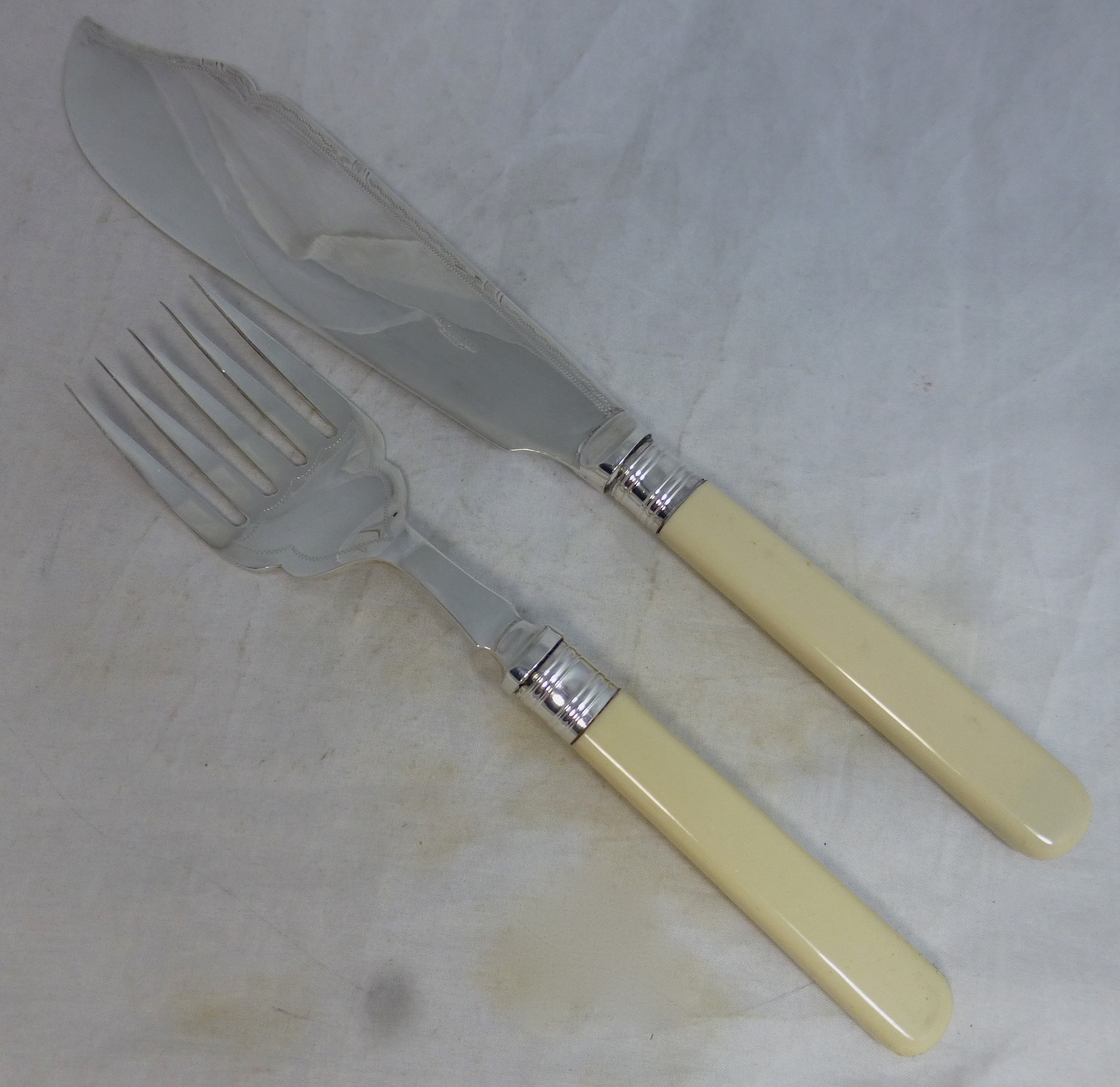 Art Deco Alex Clark & Co Welbeck Silver Plate and Ivorine Fish Knife ...