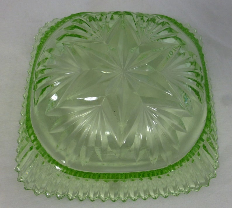 Sowerby Art Deco Uranium Green Pressed Glass Star Large - Etsy UK