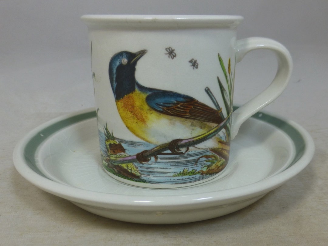 Vintage Portmeirion Birds of Britain Coffee Espresso Can Cup Saucer Duo ...