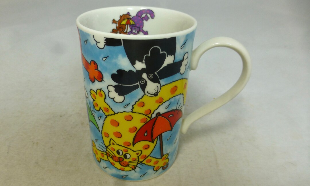 Dunoon Raining Cats and Dogs Colourful Fun Scottish Stoneware Porcelain ...