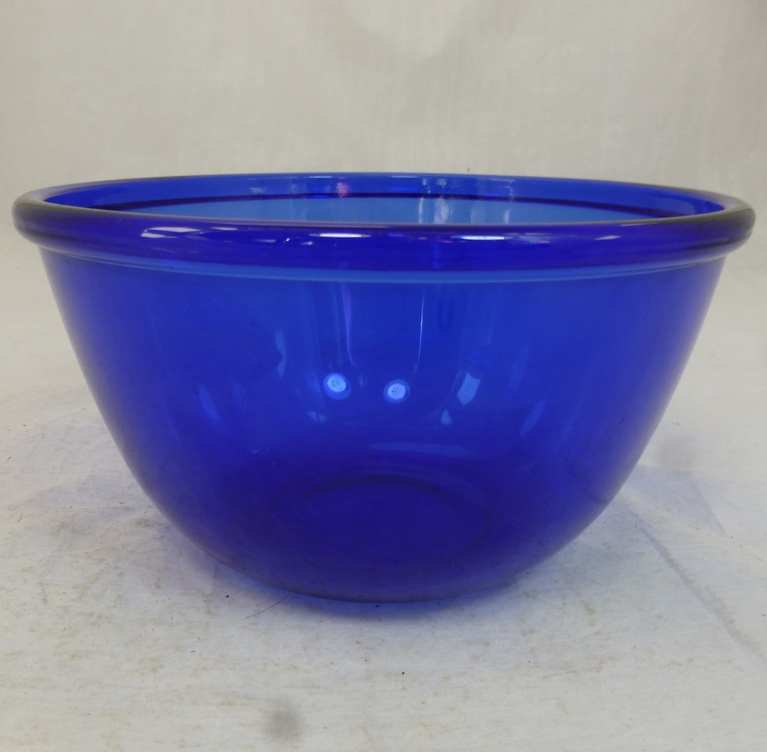 Vintage Rare Cobalt Blue Glass Kitchen Deep 2 Pint Mixing Bowl - Etsy