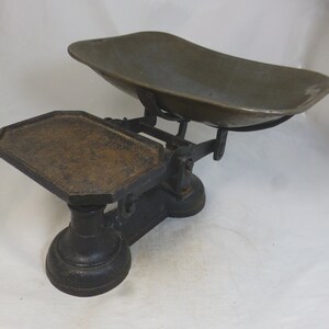 Vintage Large Very Heavy Black Cast Iron Kitchen Balance Scales With ...