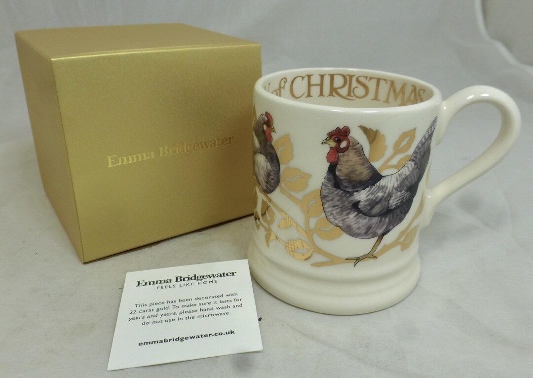 Emma Bridgewater 3 French Hens 22k Gold Half Pint 1st Quality English ...