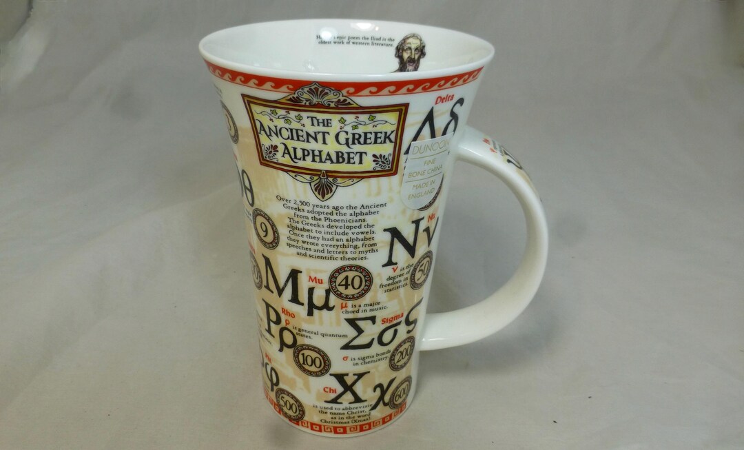 Dunoon Ancient Greek Alphabet Latte Glencoe Bone China Mug Greek Letter ...