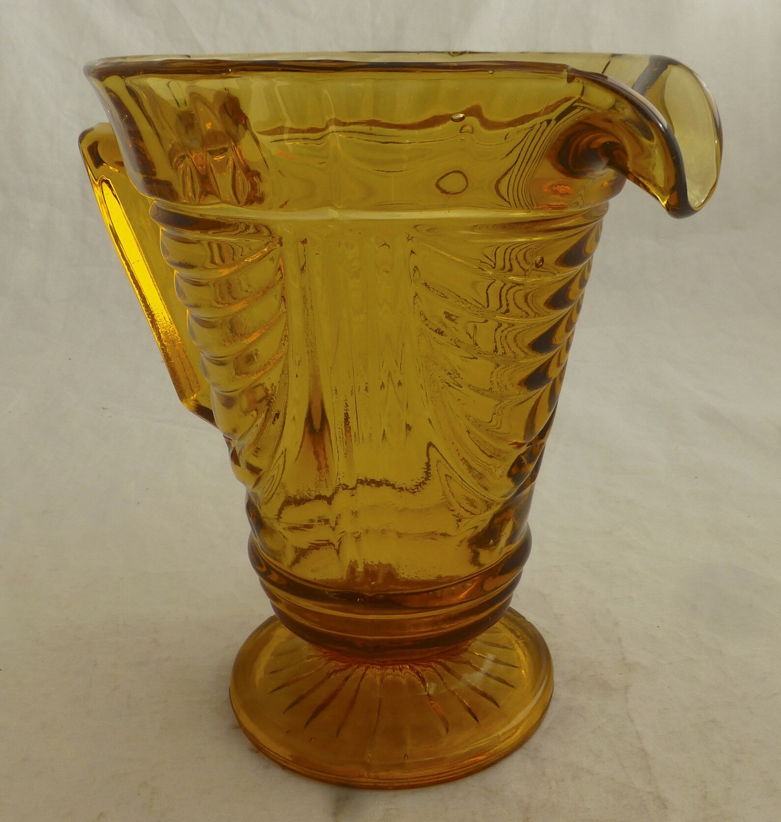 Sowerby Art Deco Amber Glass Large Water Jug Pitcher or Jug Vase 7 Inch ...