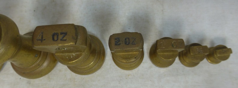 Vintage Set of 7 Brass Imperial Bell Weights From 1 Lb to 0.25 Oz ...