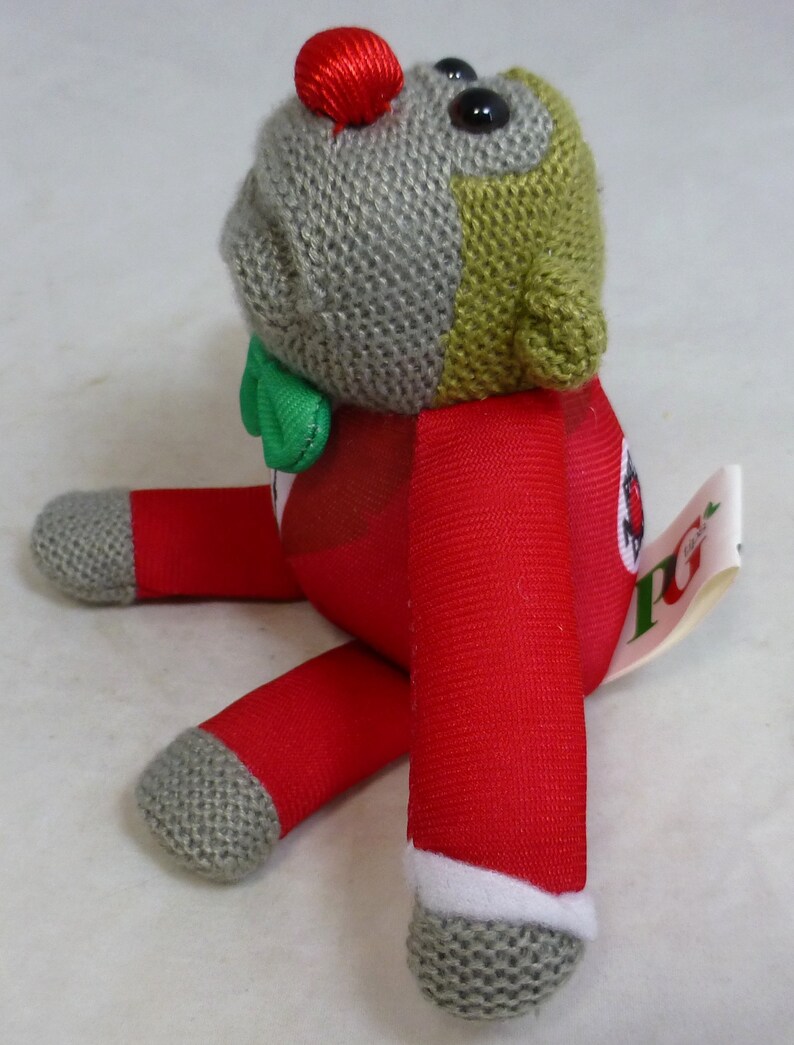 PG Tips Tea Red Nose Comedian Knitted Monkey - Red Suit & Green Bow Tie ...