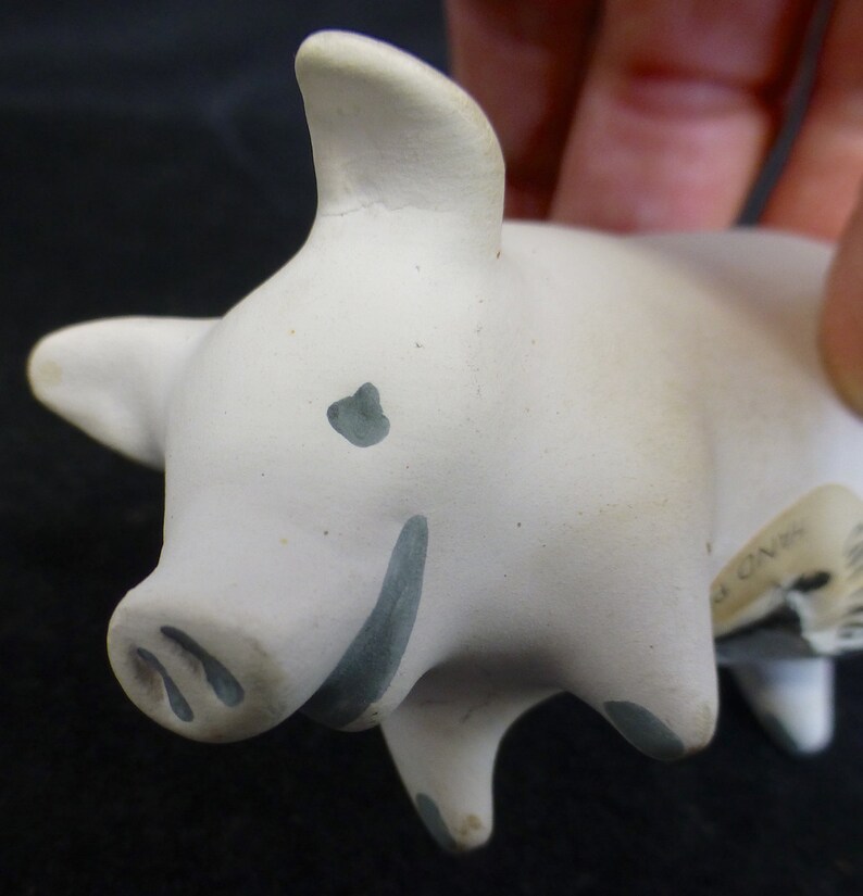 Cottage Pottery Pig Animal Vintage Figurine - Hand Painted Ceramic Pig ...