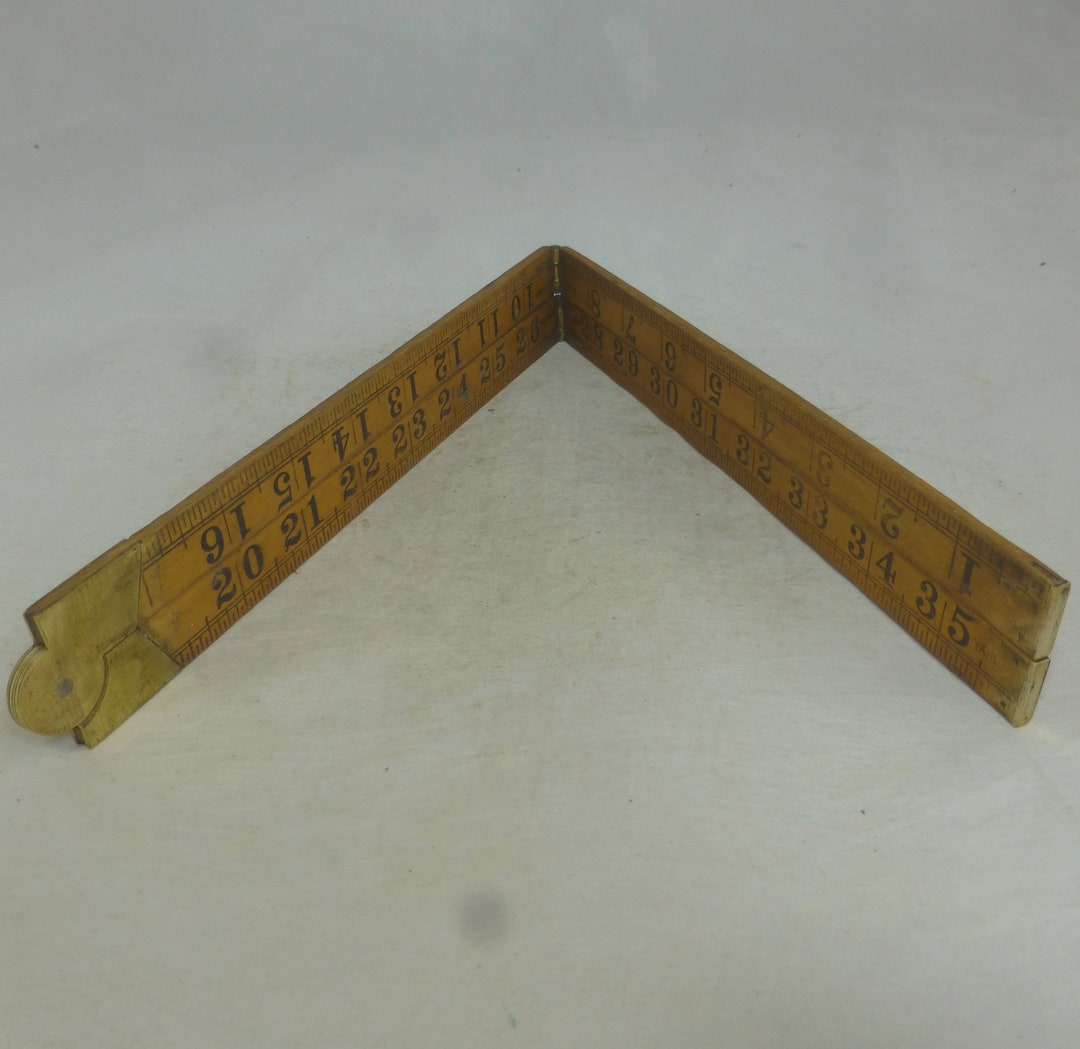 Vintage Folding Rabone 36 Inch Four Fold Boxwood & Brass Imperial ...