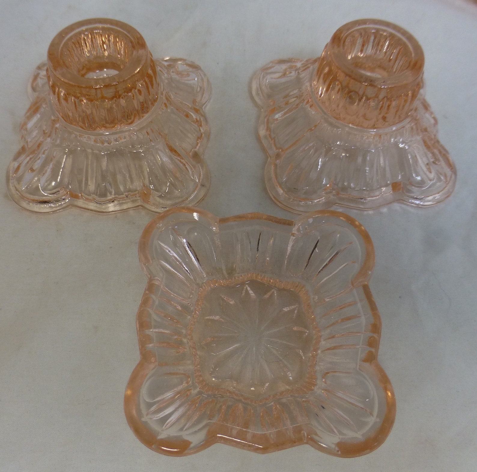 Depression Pink Peach Vintage Pressed Glass Dressing Table - Etsy