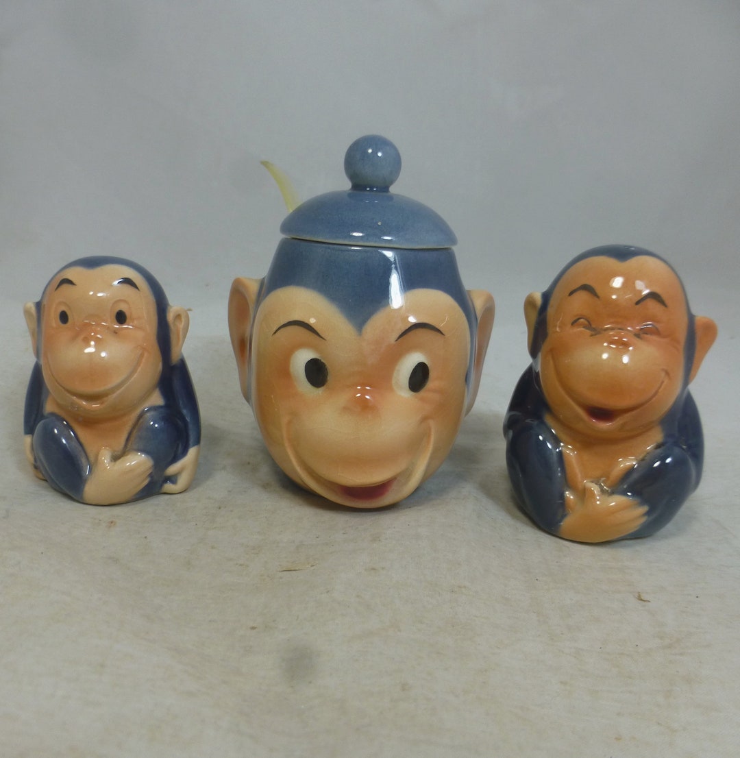 Vintage Goebel Hummel Happy Chimp Gloss Glaze Cruet Condiment Set Salt ...