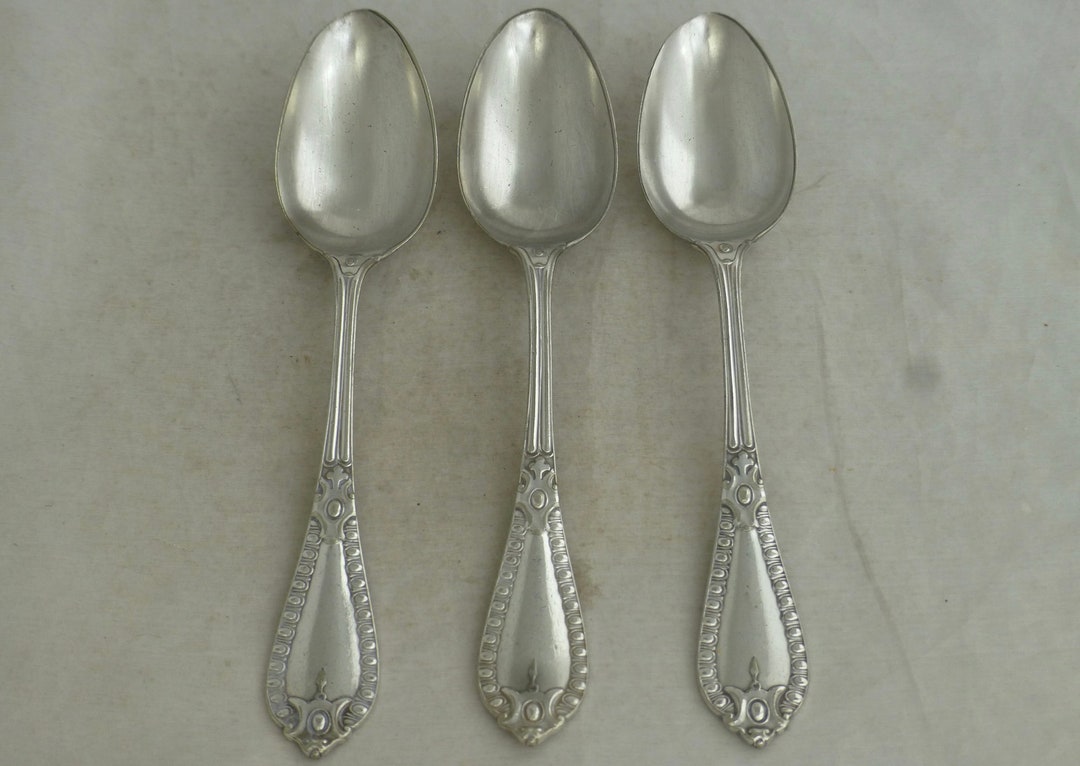 Antique Set of 3 X Large Viners Quality Silver Plate Serving Spoons ...