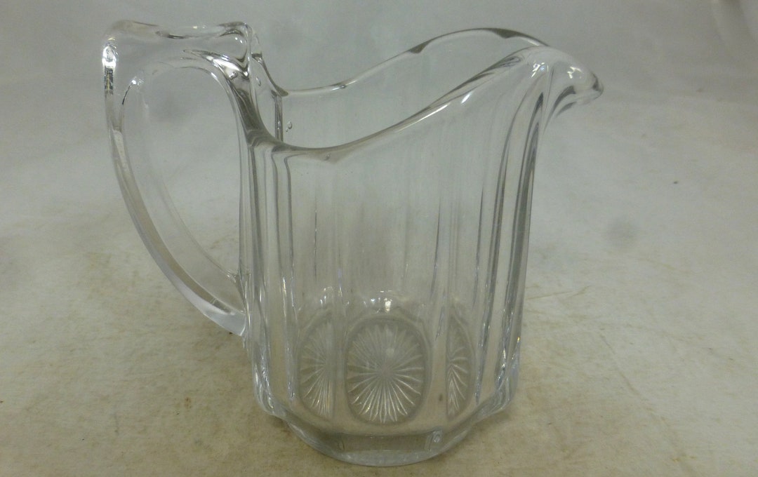 Vintage Pressed Glass Moulded Large Chunky Milk Jug / Creamer / Pitcher ...