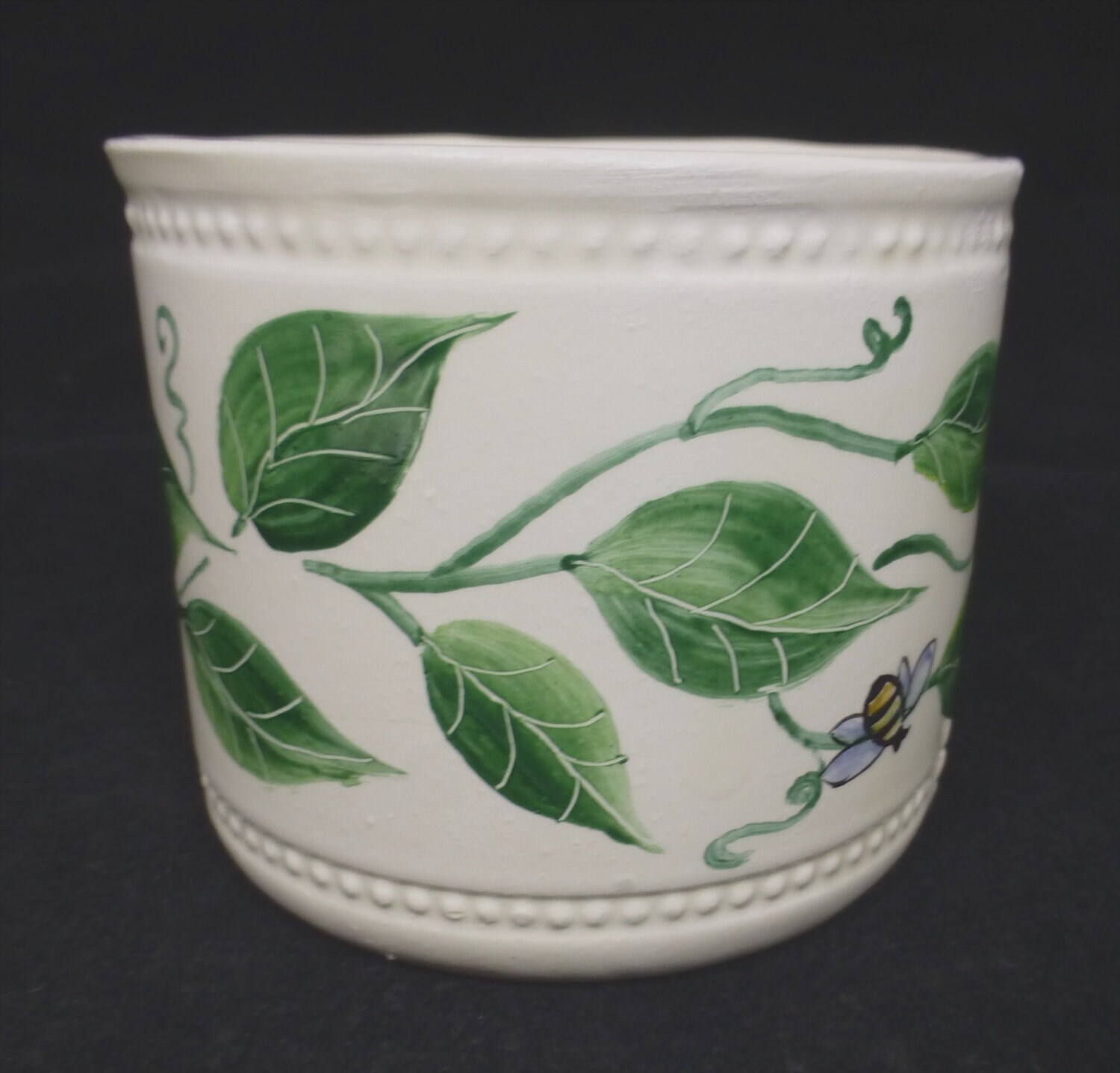 Hale Lady Studio Hand Painted Pottery Honey Pot With Lid - Green ...