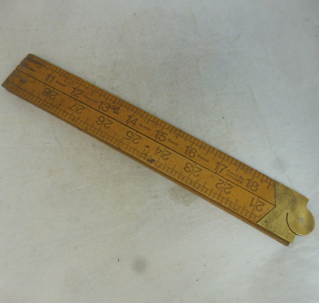 Vintage Folding Rabone Chesterman 36 in Four Fold Boxwood and Brass ...