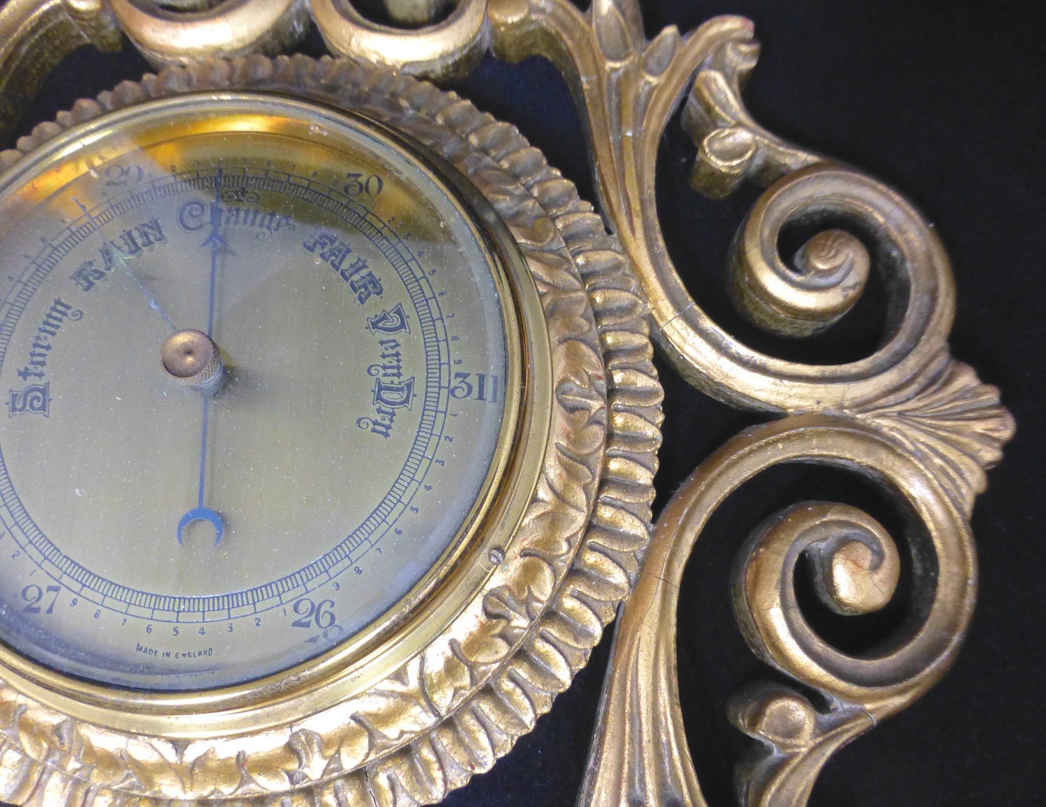 Atsonea Barometer With Hand Painted Gold Ornate Rococo Wood - Etsy