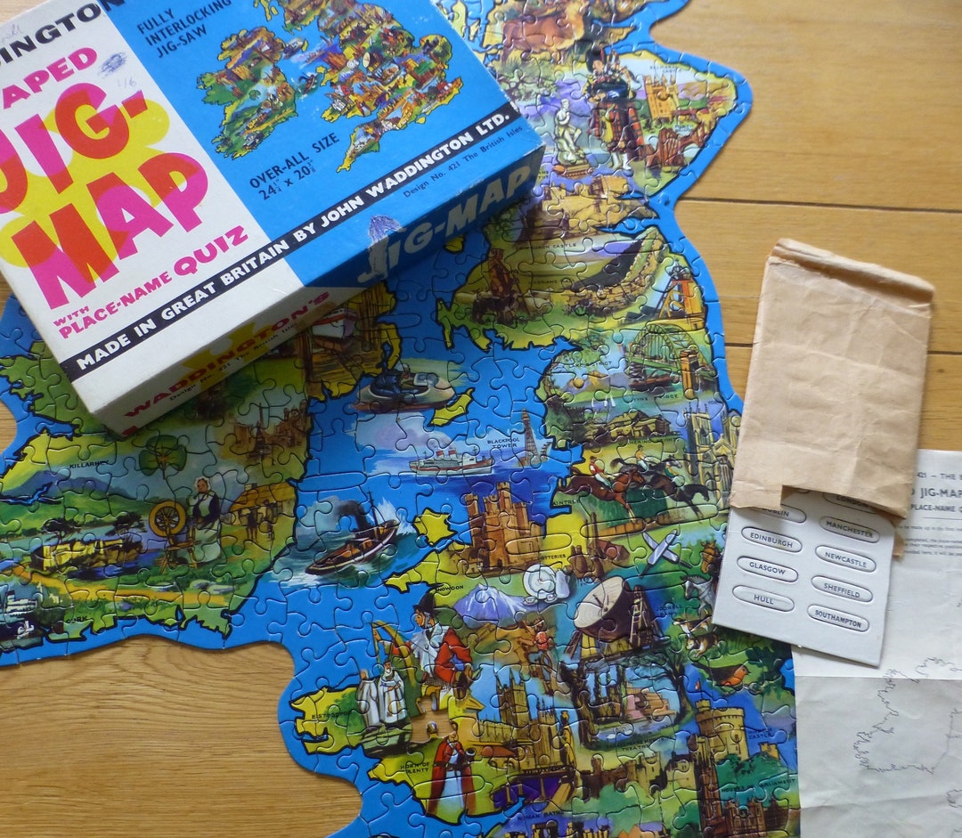 Vintage British Isles Jig Map Jigsaw Puzzle John Waddingtons No 560 ...