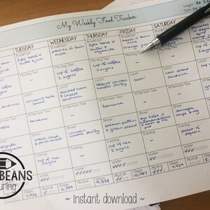 My Weekly Food Tracker Printable Daily, Meals, Water, Alcohol, Steps ...