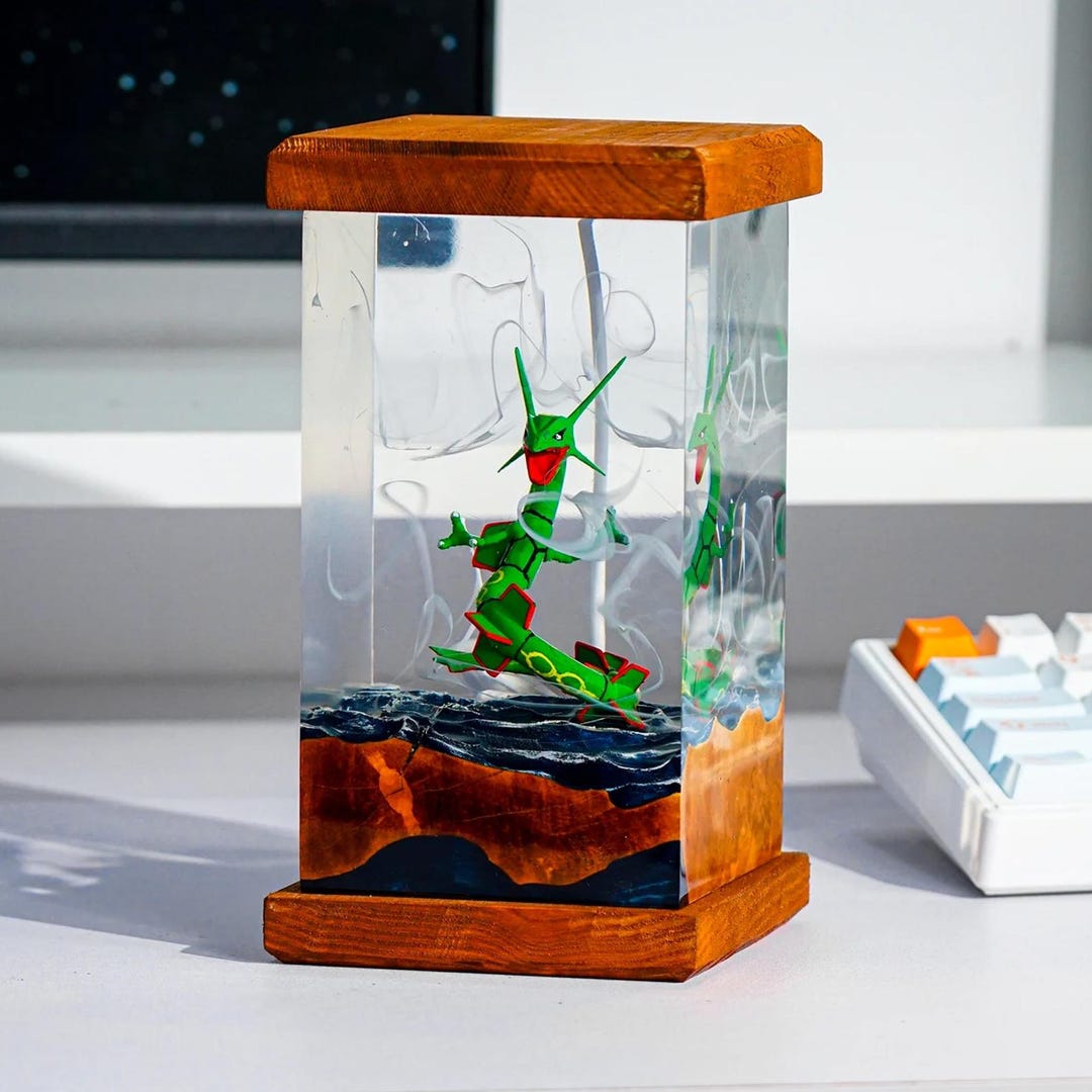 Rayquaza Resin Lamp, Custom Diorama for Gifts, Resin Epoxy Night Light ...