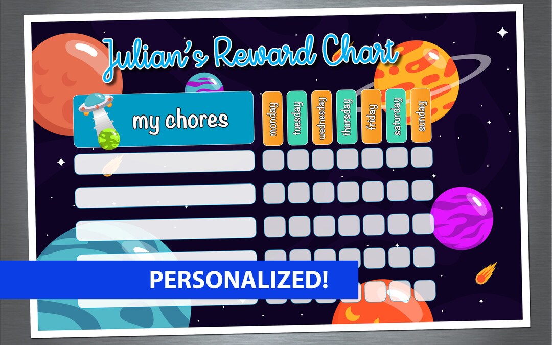 Space Reward Chart | PERSONALIZED | Kids Chore Chart | Sticker Chart ...