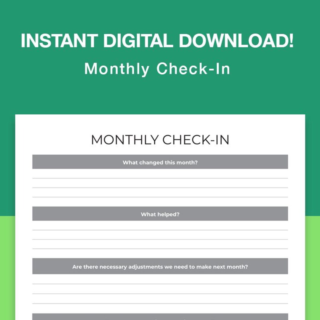 Monthly Check-in | Printable Tracker | Spending | Instant Digital ...
