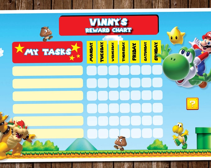 Personalized Mario Reward Chart | Kids Chore Chart (digital Download ...