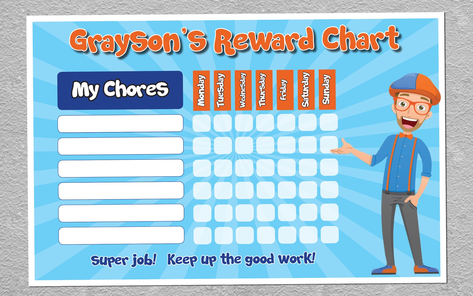 BLIPPI REWARD CHART chore chart sticker chart | Etsy