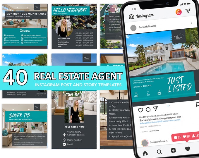 40 Real Estate Agent Instagram Post Templates | Real Estate Social ...