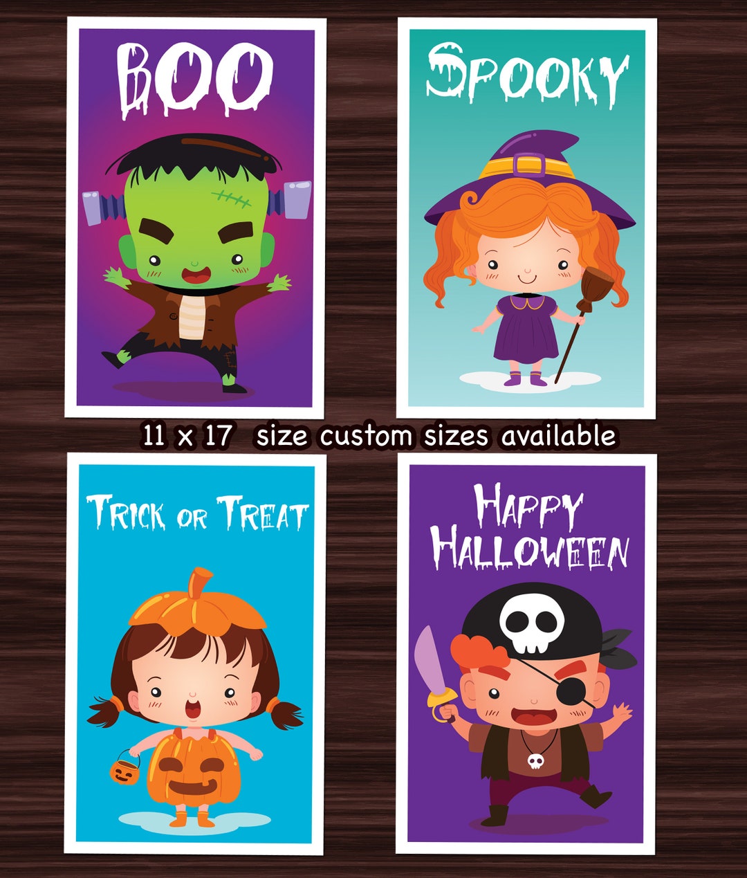 Kids Halloween Posters | DIGITAL DOWNLOAD - 4 Designs | Happy Halloween ...