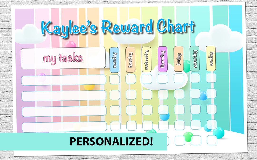 Candy Rainbow Reward Chart | PERSONALIZED | Kids Chore Chart | Sticker ...