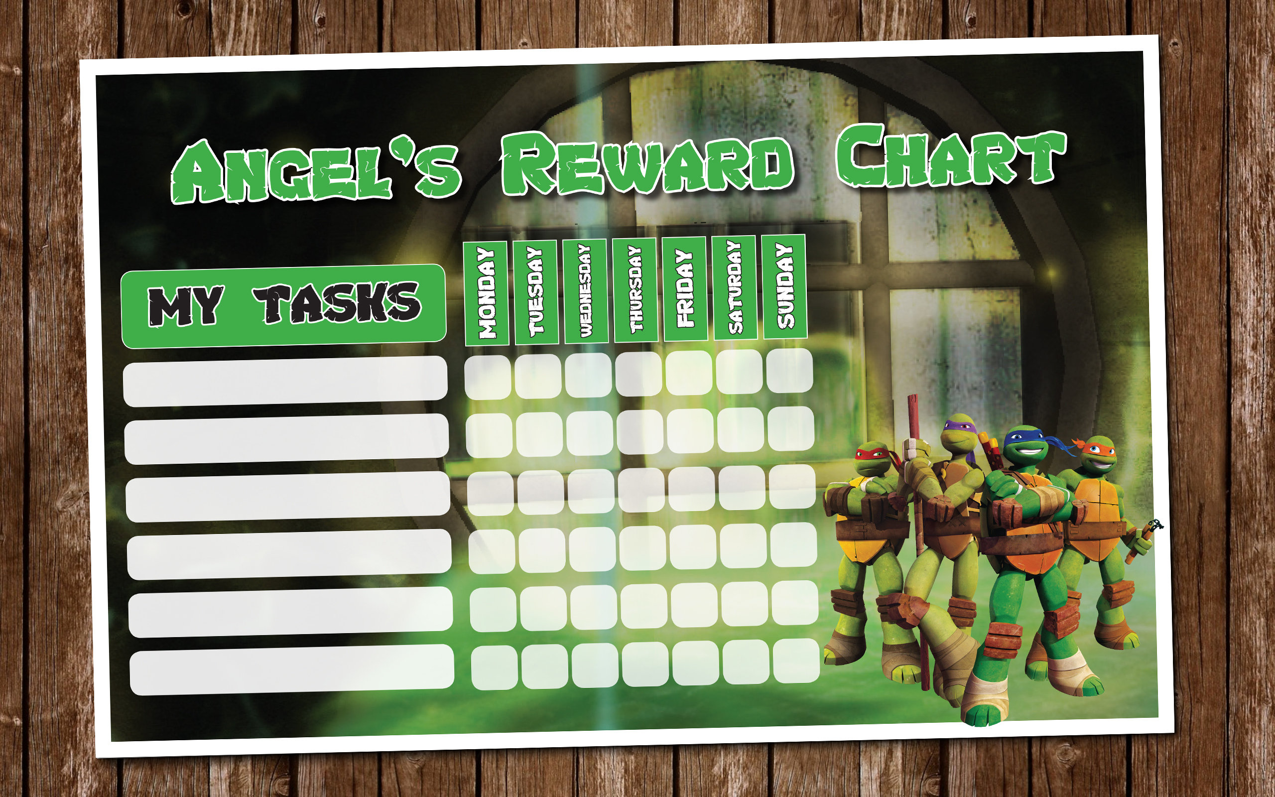 PERSONALIZED Teenage Mutant Ninja Turtles Kids Reward Chart | Kids ...