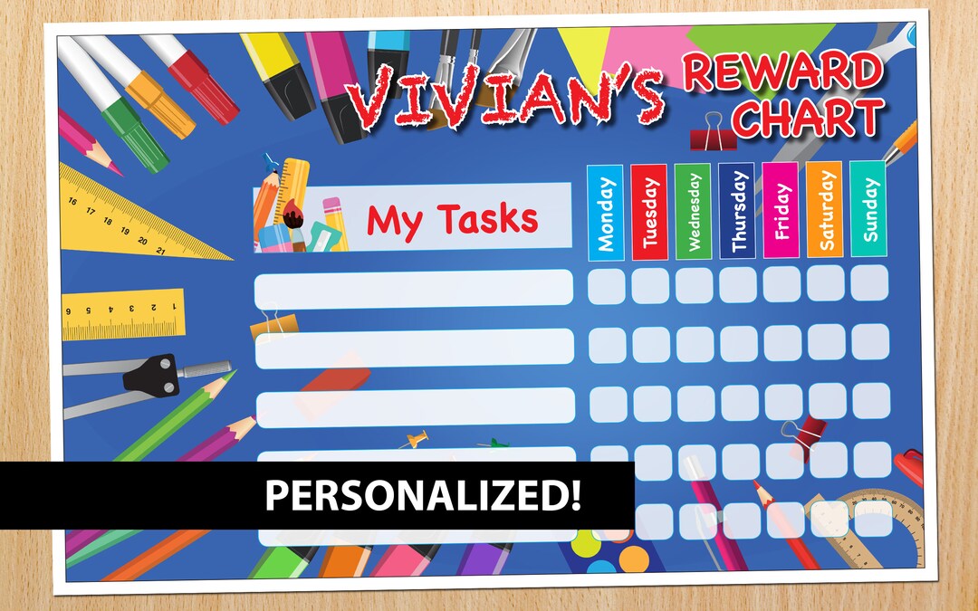 Artist Kids Reward Chart | PERSONALIZED | Kids Chore Chart | Sticker ...
