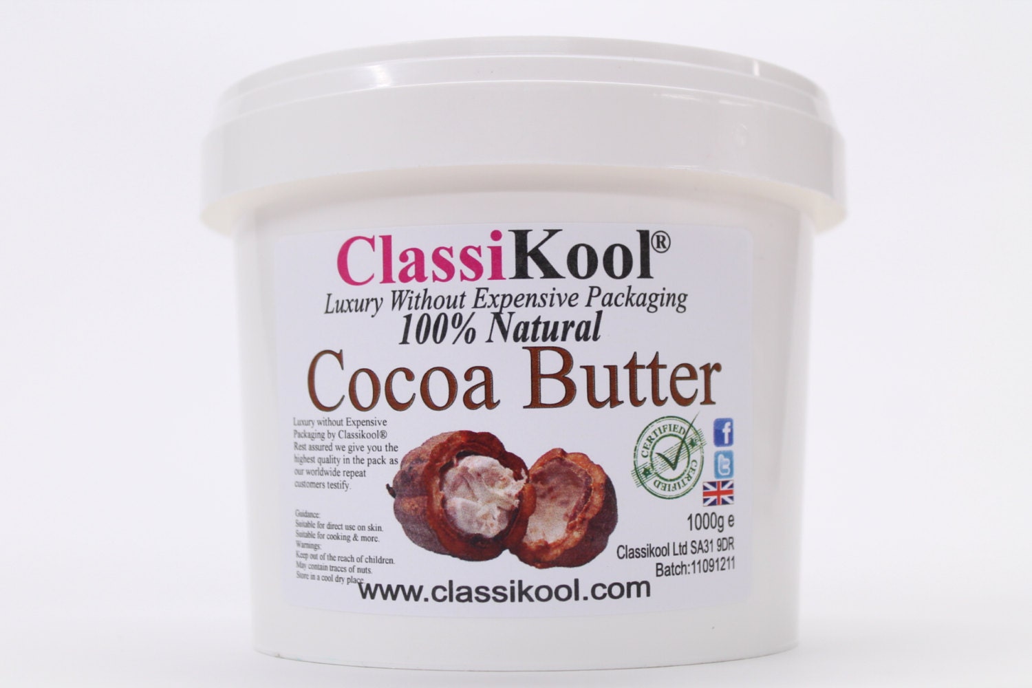 Classikool Edible Cocoa Butter Tub 100% Pure Food Grade | Etsy
