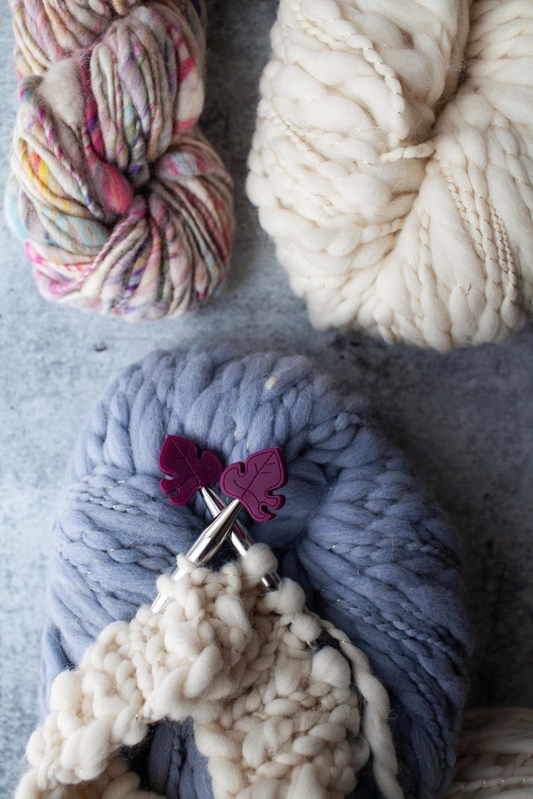 Knitting Needle Toppers // Stitch Stoppers // Mulberry Monstera Leaf ...