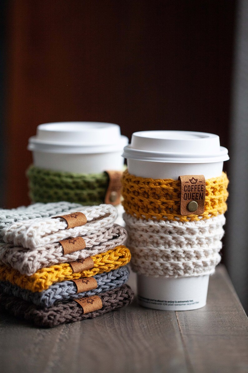 Crocheted Coffee Sleeve Pattern // Reusable Coffee Sleeve - Etsy