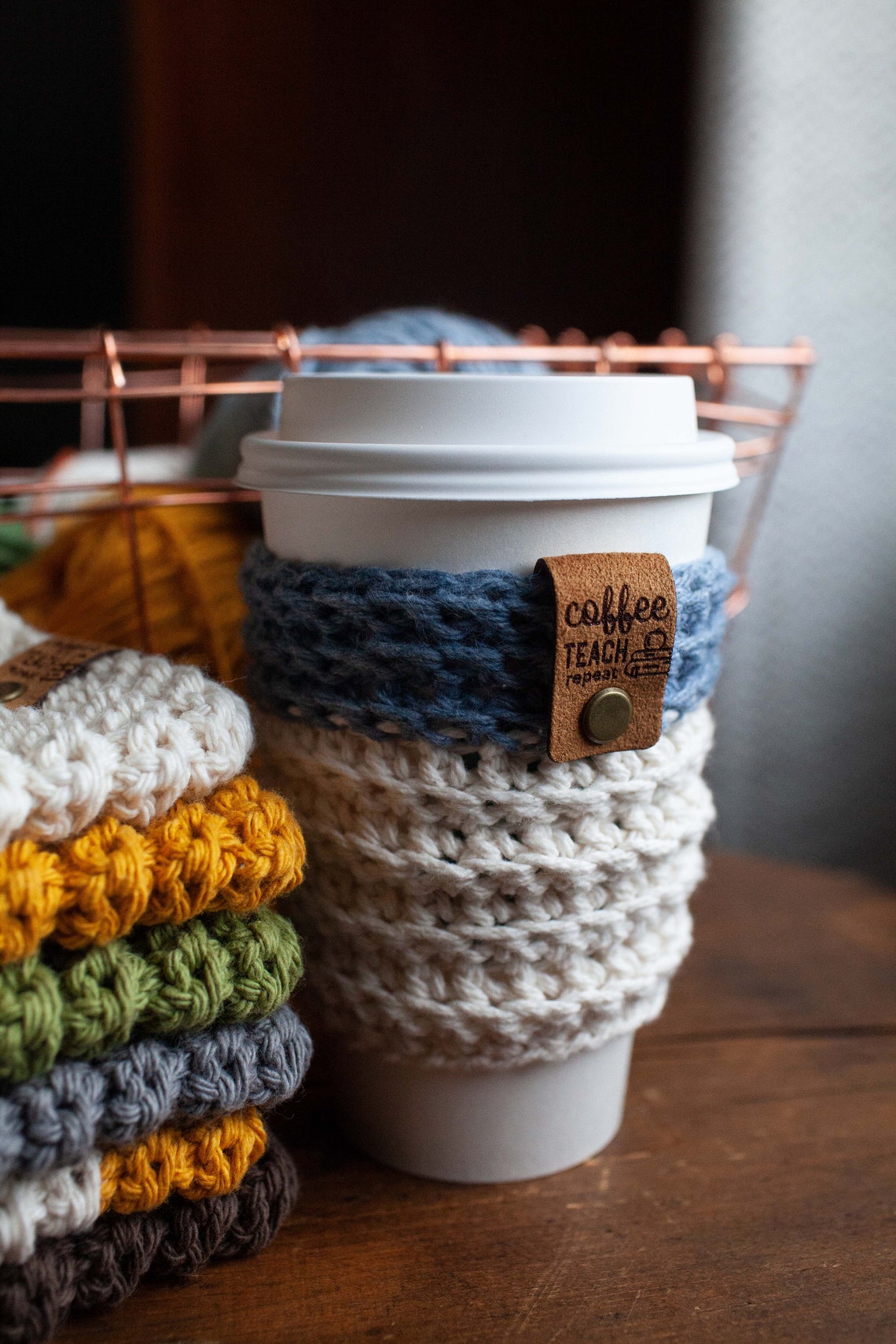 Crocheted Coffee Sleeve Pattern // Reusable Coffee Sleeve - Etsy